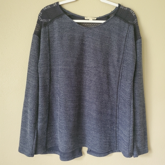 Hem & Thread | Sweaters | Hem Thread Blue Lace Long Sleeve Scoop Neck ...